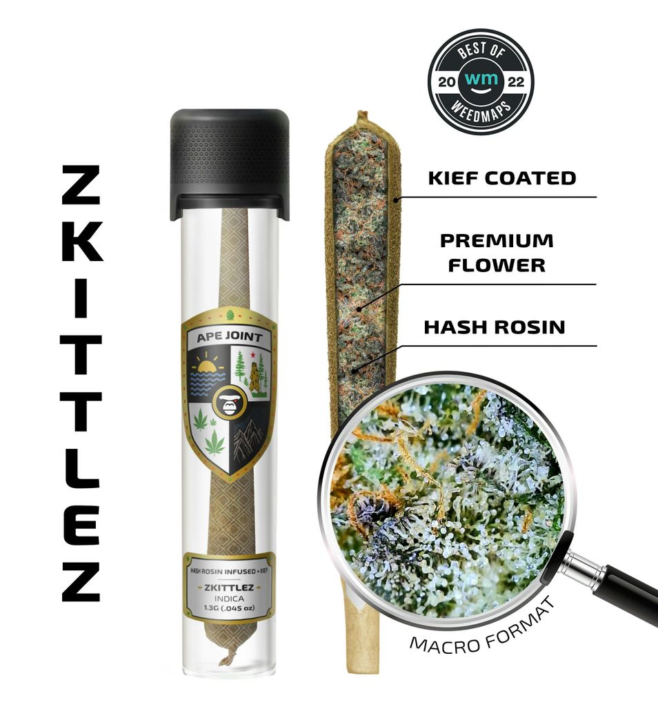 Zkittlez – Prerolls Hash Rosin Infused + Kief 1.3g | Ape Premium ...