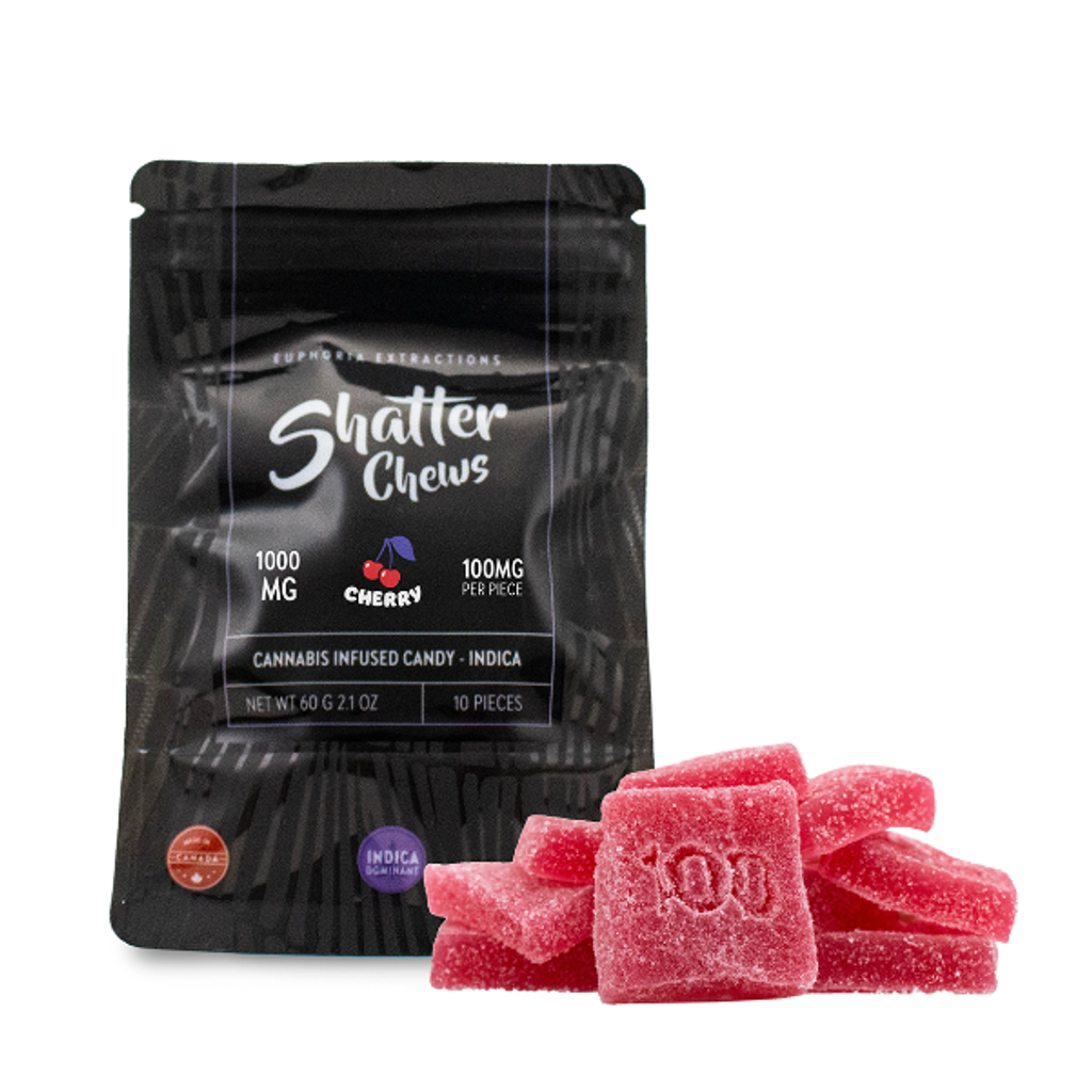 Indica 1000mg Cherry 10 Pack Shatter Chews | Euphoria Extractions ...
