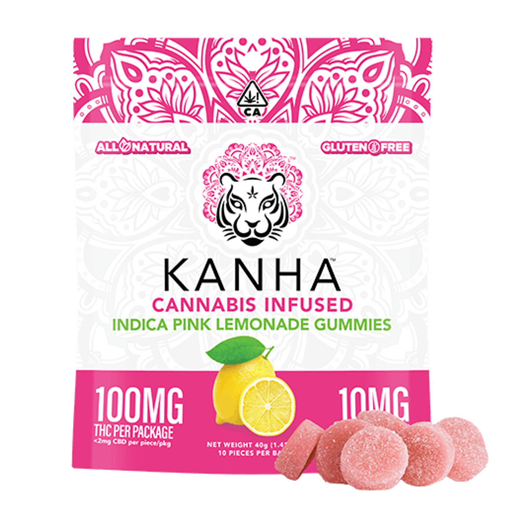 Kanha | Pink Lemonade | Indica | 100mg Thc | 10-Pack | Kanha | Leafythings