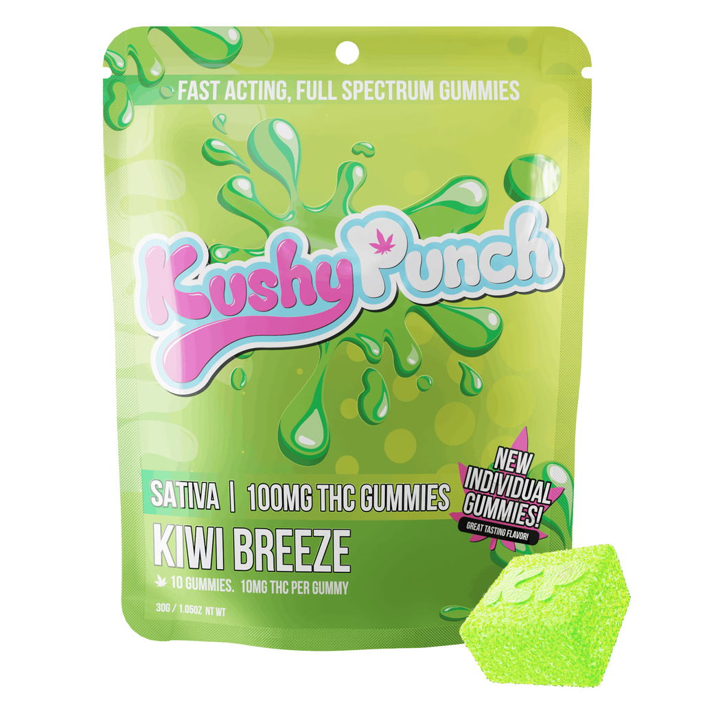 Kushy Punch - Sativa Kiwi Individual Gummies 100mg | the Cake House ...
